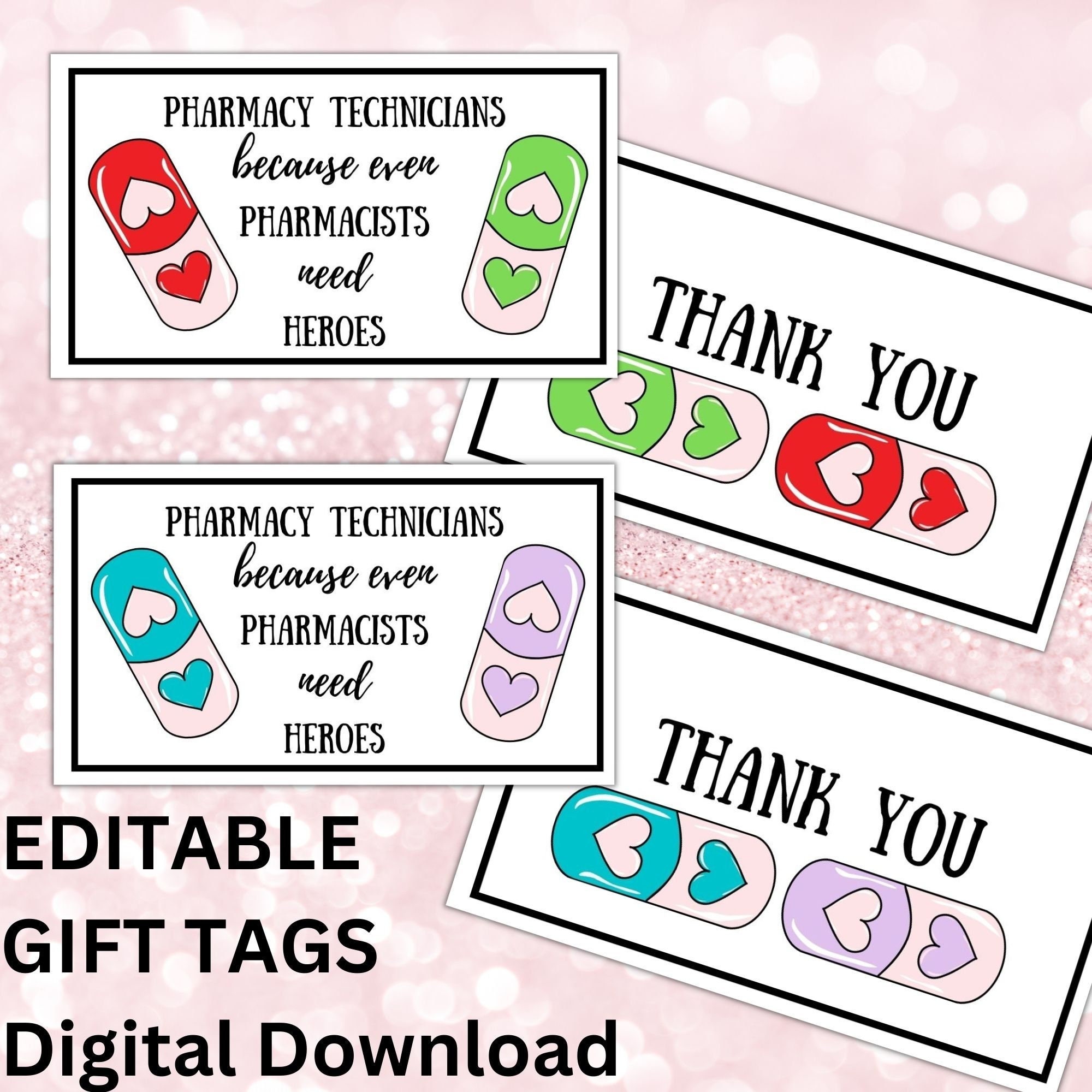 EDITABLE Pharmacy Tech/pharmacist Heroes Gift Tag/label Printable ...