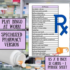 Pharmacy Work Bingo Version 3 PDF Digital Download-8.5 X 11 Inch-12 ...