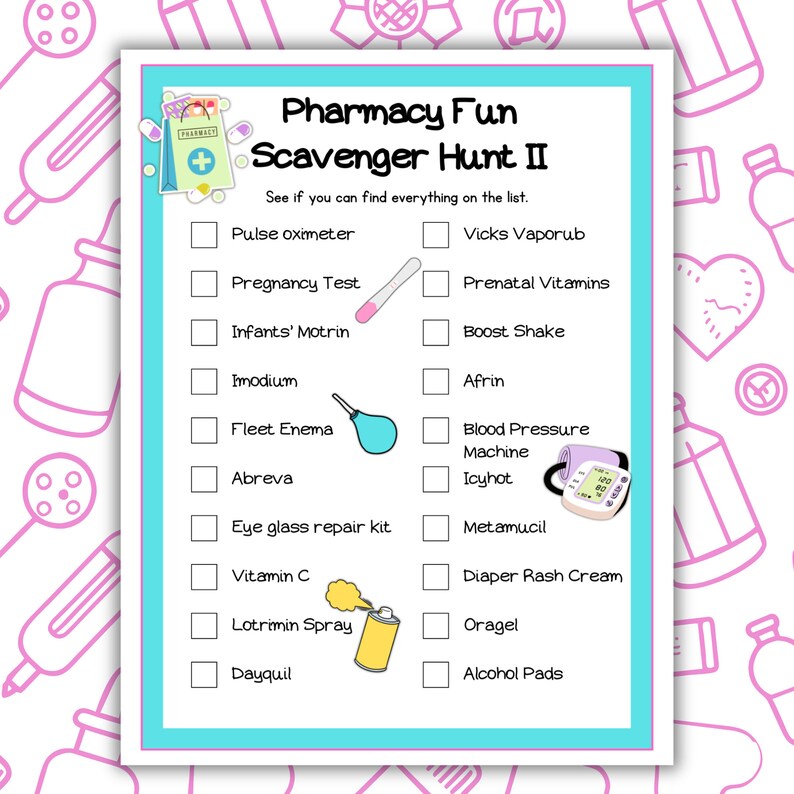 Pharmacy Scavenger Hunt Game: Fun Group Activity (PDF Download) - Etsy