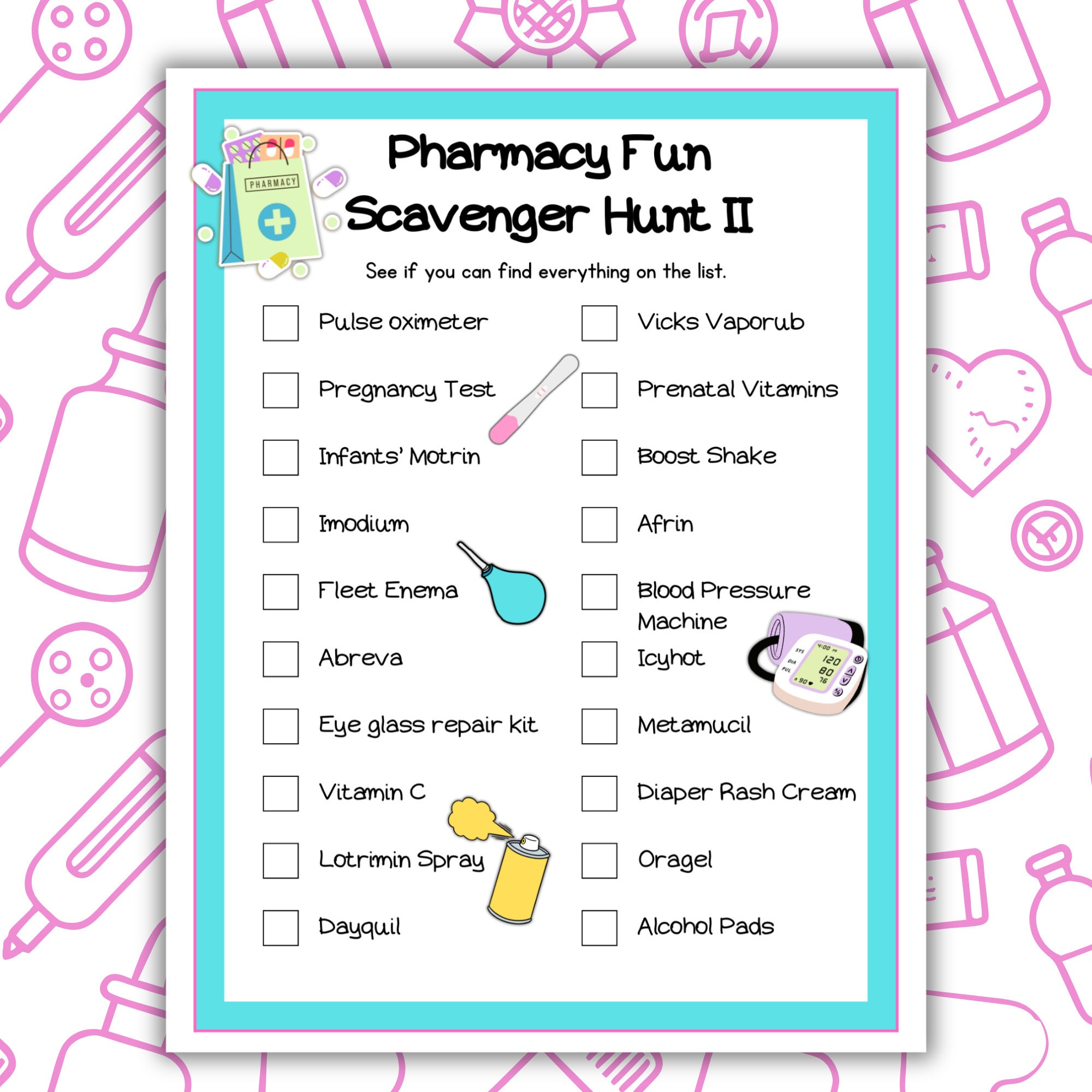 Pharmacy Scavenger Hunt Game: Fun Group Activity (PDF Download) - Etsy