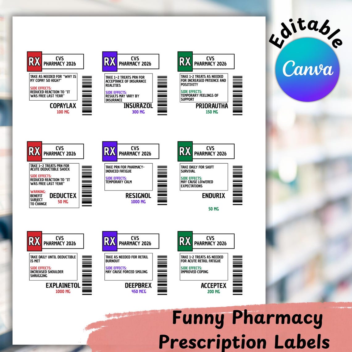 Funny Pharmacy Prescription Labels – Pharmacy Tech & Pharmacist Gift ...