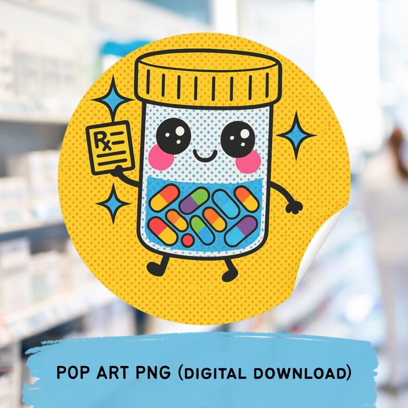 8 Kawaii Pill Bottle PNG Clipart: Pharmacy Rx Art (digital Download) - Etsy