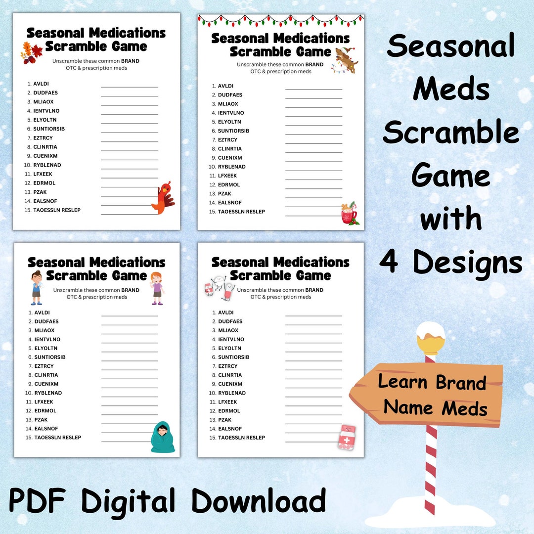 Medication Scramble Game: Pharmacy Week Activity (digital Download) - Etsy
