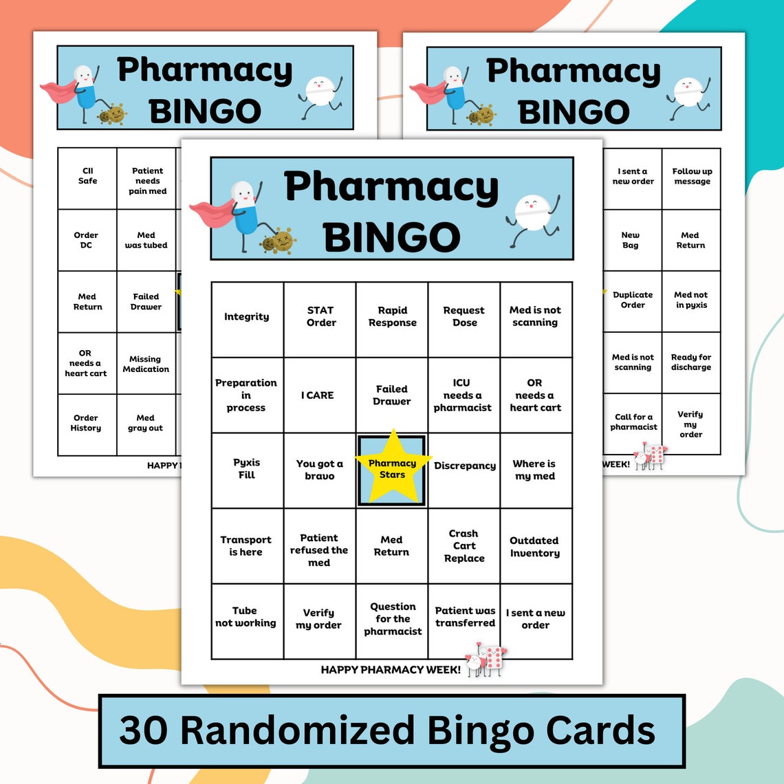 EDITABLE Hospital Pharmacy Bingo*pdf Download*30 Bingo Cards in 2 ...