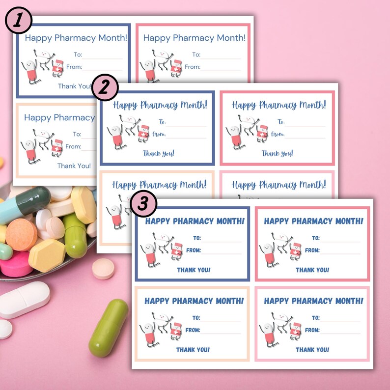 Cute Pharmacy Month Gift Tags, Labels*pharmacy Tech, Pharmacist ...