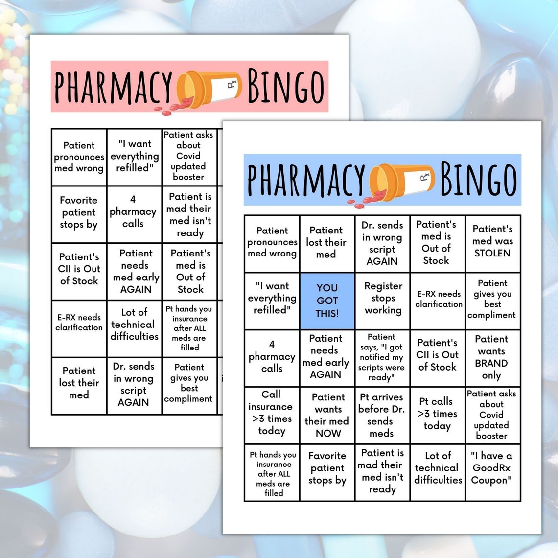 Pharmacy Work Bingo Game: 10 Randomized PDF Sheets (digital Download ...