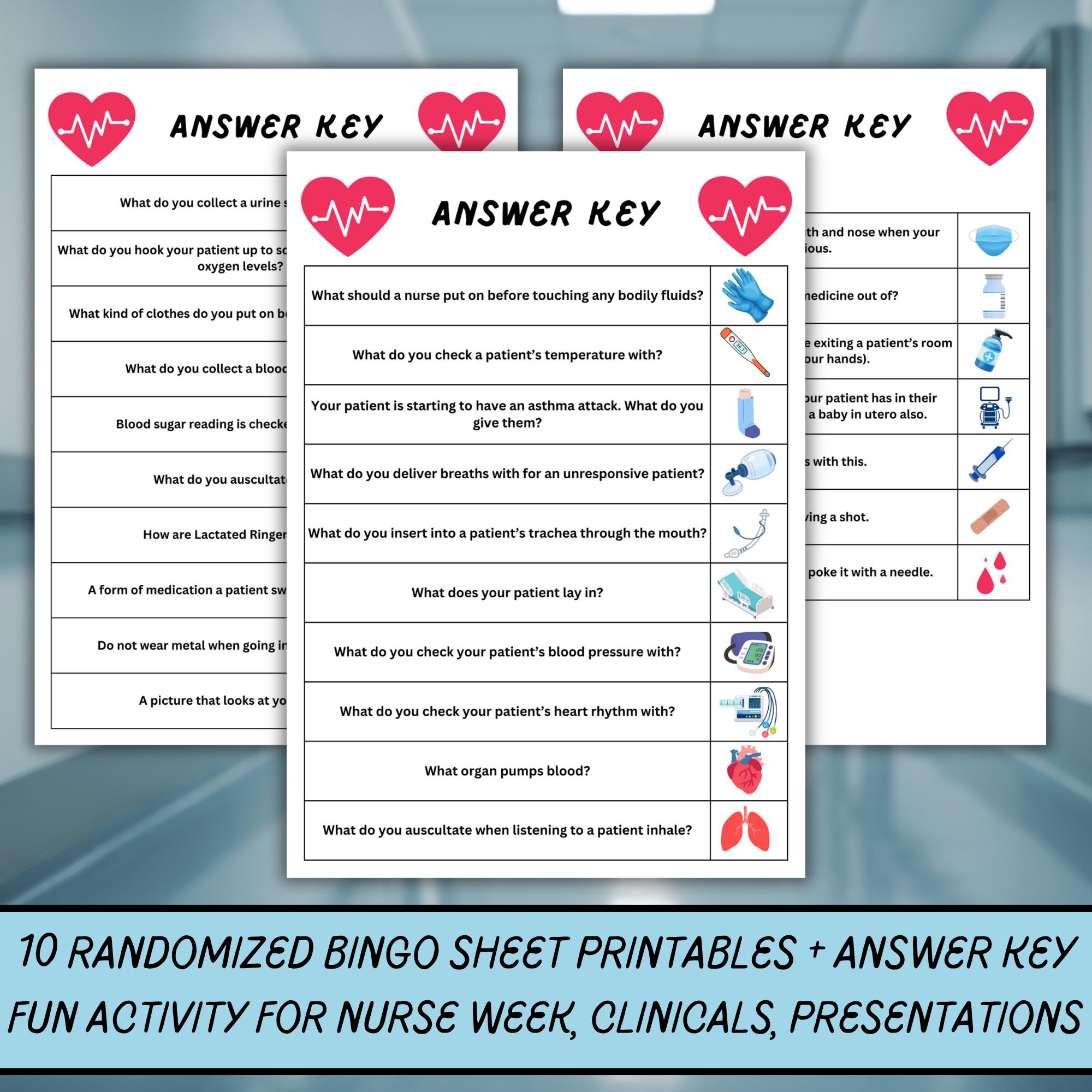 Nurse Edition Bingo: Fun Educational Game (PDF Download) - Etsy