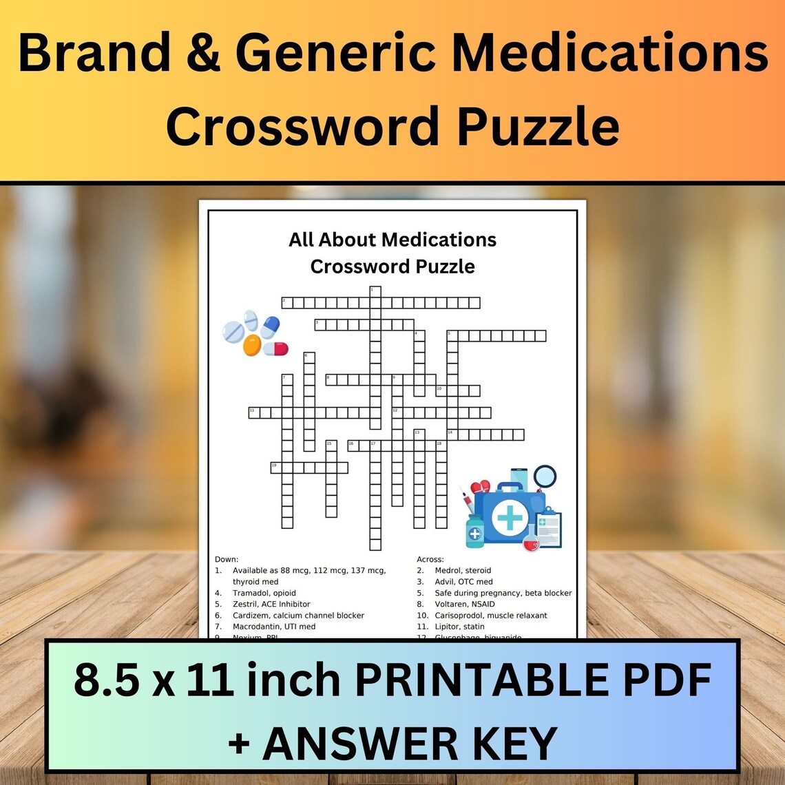 Medications Crossword Puzzle: Brand & Generic Meds (PDF Download) - Etsy
