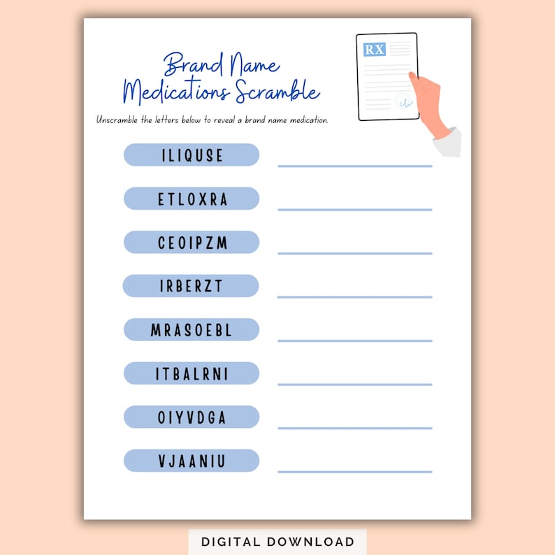 Medication Scramble Games: Pharmacy & Nurse Week Activity (digital ...