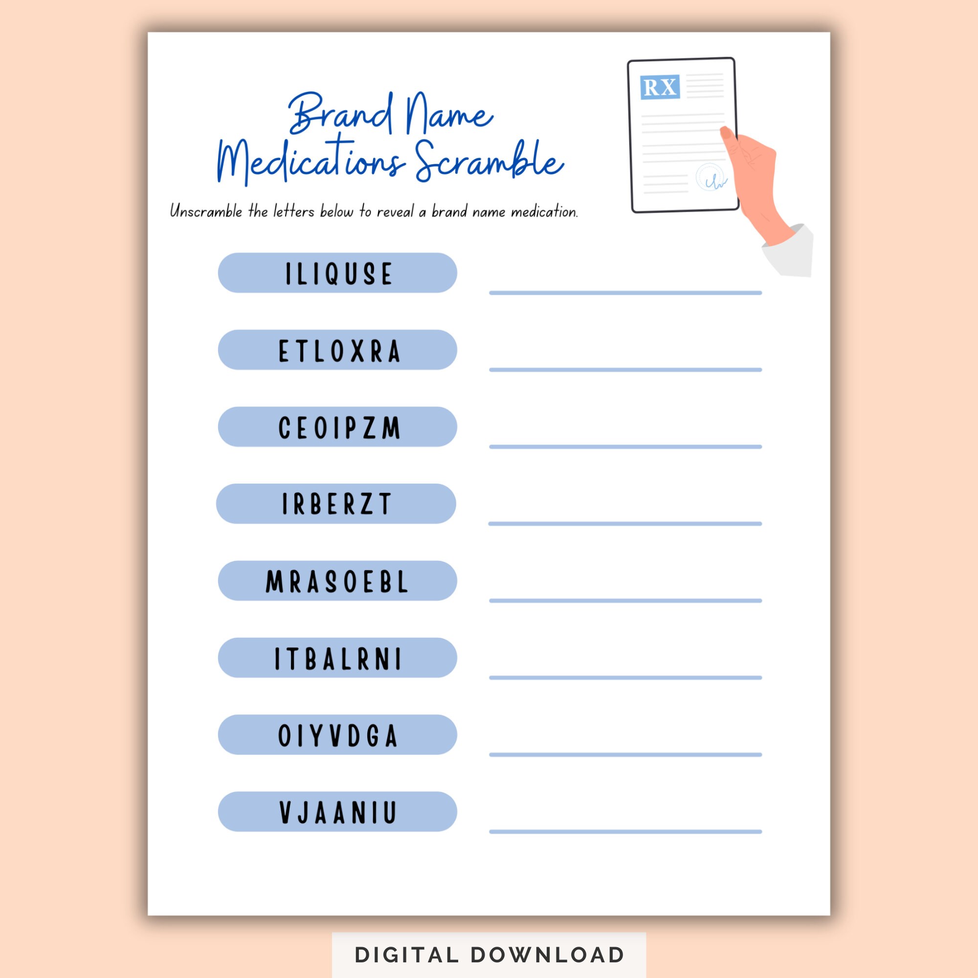 Medication Scramble Games: Pharmacy & Nurse Week Activity (digital ...