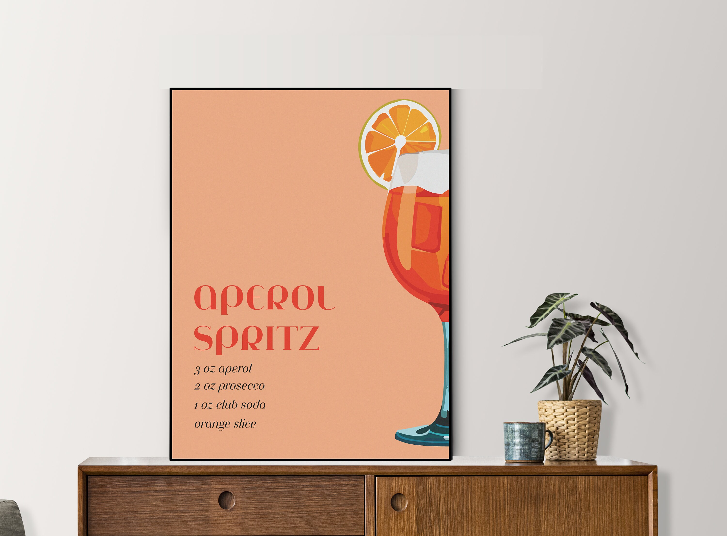 Aperol Spritz Print / Minimalist Simple Alcohol Drink Poster / Digital ...