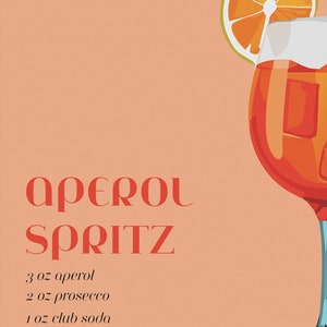 Aperol Spritz Print / Minimalist Simple Alcohol Drink Poster / Digital ...
