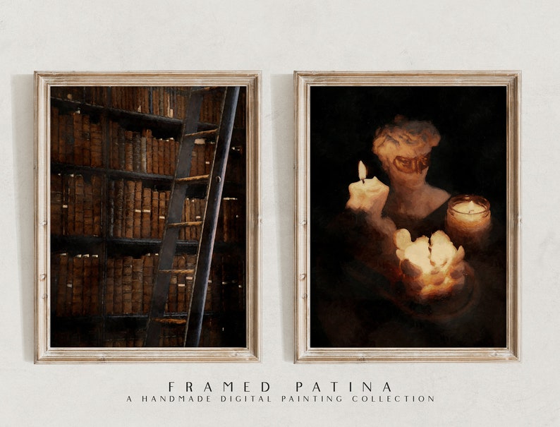 Dark & Moody Art Still Life Dark Academia Library and Candles Gallery ...