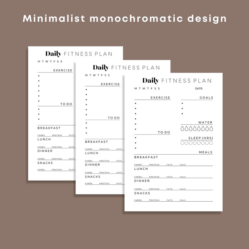 Daily Fitness Planner Printable PDF Workout and Meal Log, Workout ...