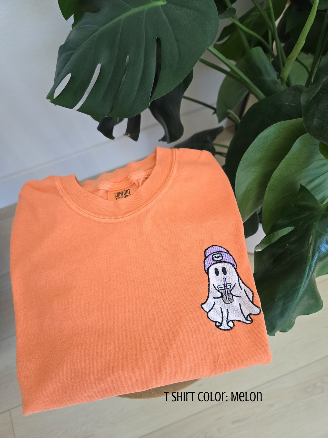 Spooky Season Custom Comfort Colors T Shirt-ghost Tee-embroidered ...