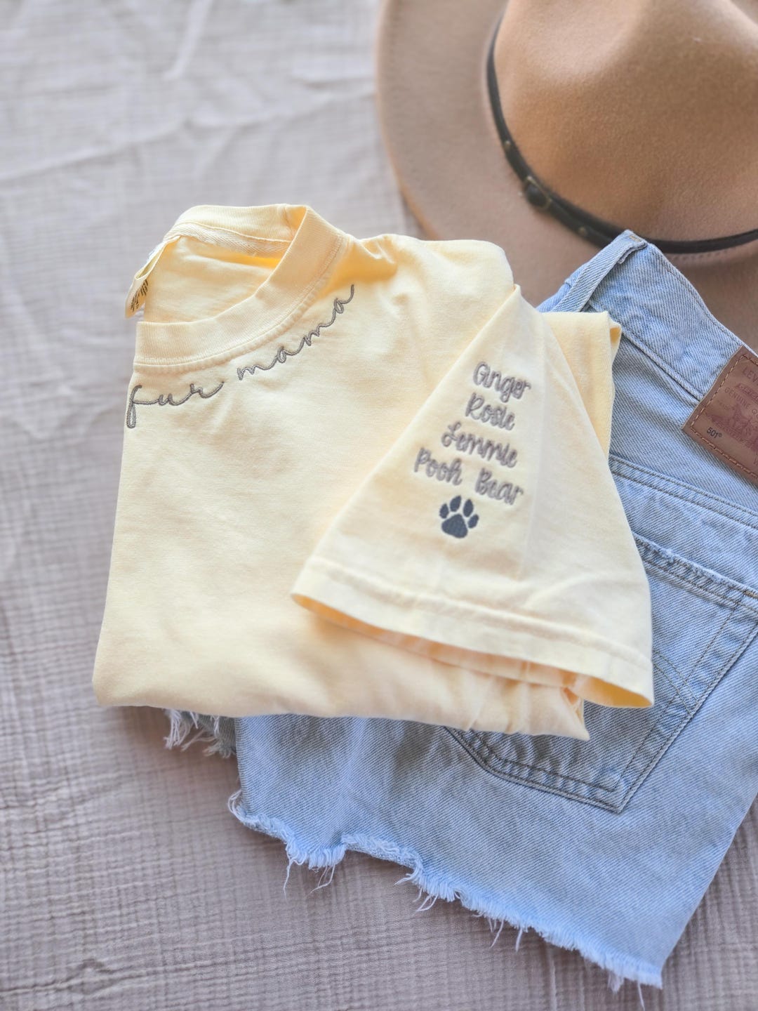 Neckline Embroidered Tee-collar Embroidery-comfort Colors-name Tee ...