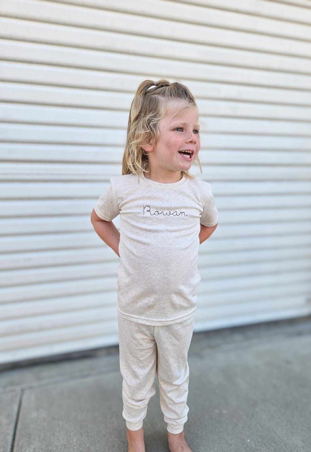 Personalized Pajama Set for Kids-embroidered Pajamas-minimalist ...