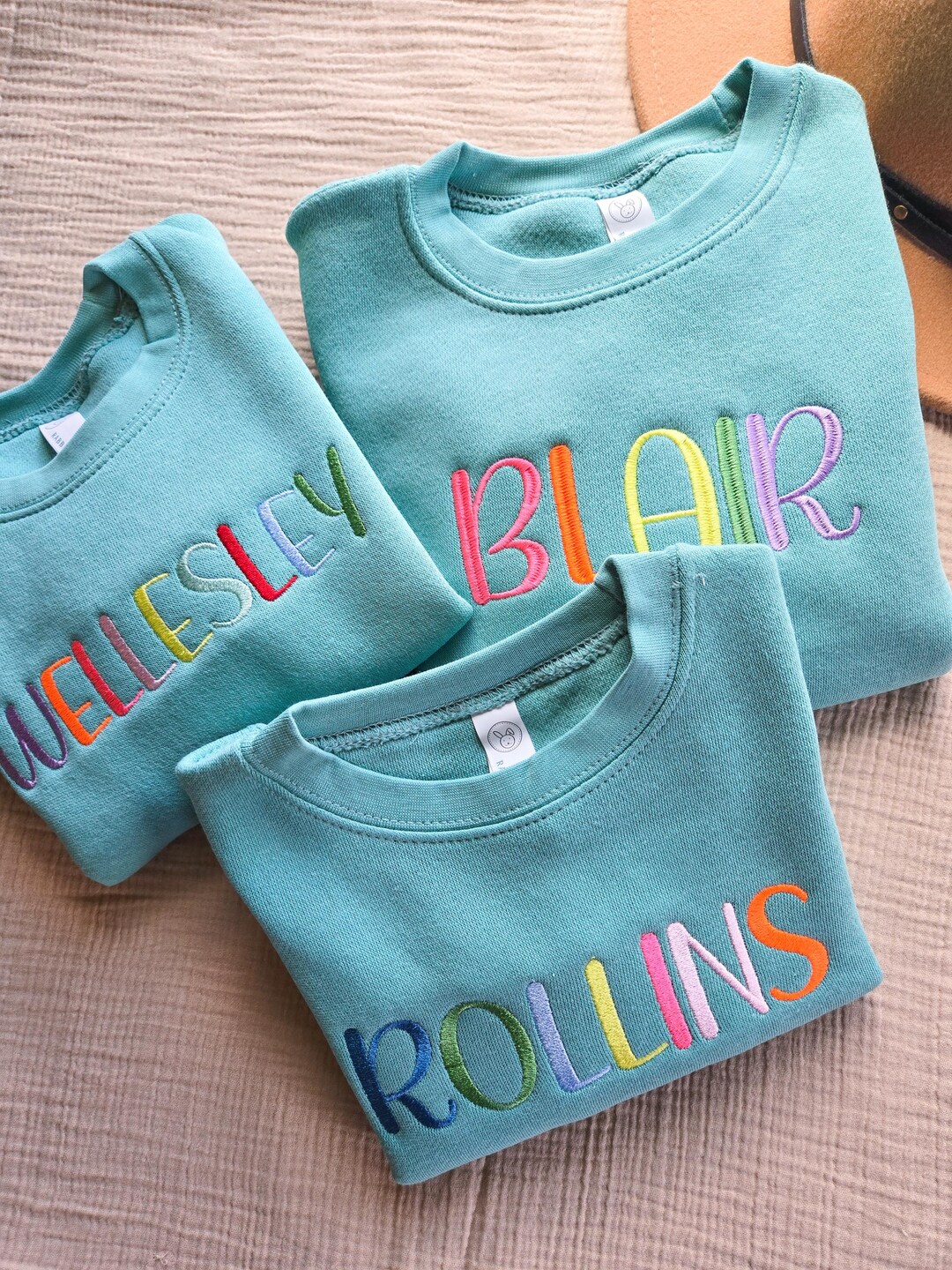 Girls Embroidered Monogram Rainbow Name Sweatshirt-rainbow-trendy ...