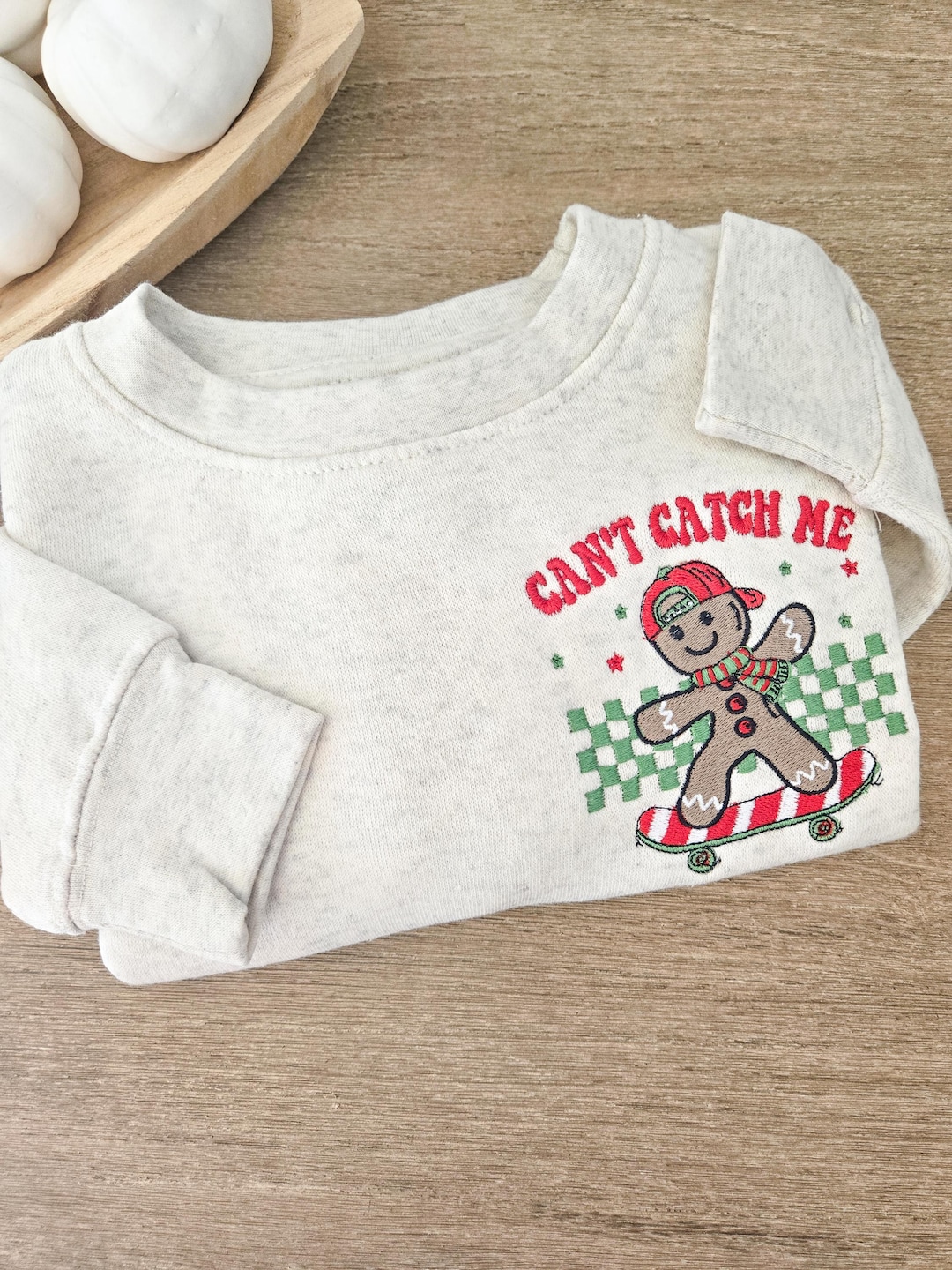 Gingerbread Man Embroidered Sweatshirts-cant Catch Me-skateboarding ...