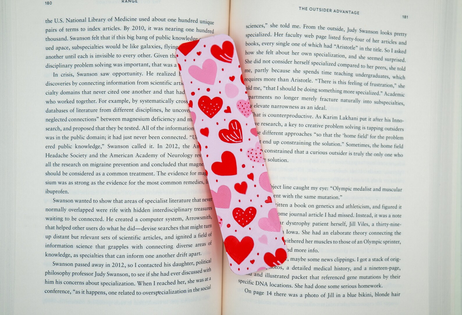 Valentines Day Bookmark, Pink Hearts Bookmark, 3d Heart Bookmark ...
