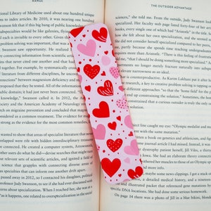 Valentines Day Bookmark, Pink Hearts Bookmark, 3d Heart Bookmark ...