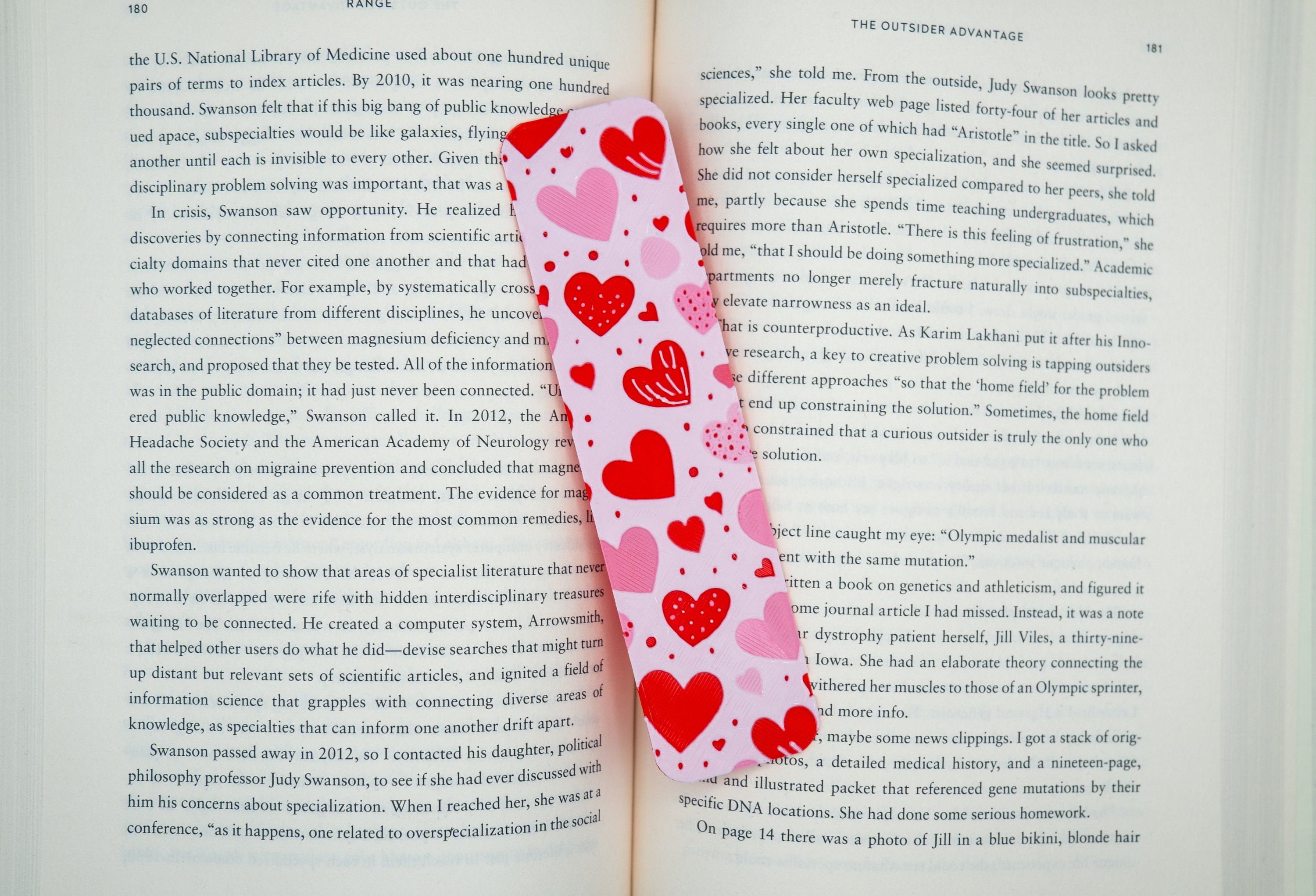 Valentines Day Bookmark, Pink Hearts Bookmark, 3d Heart Bookmark ...