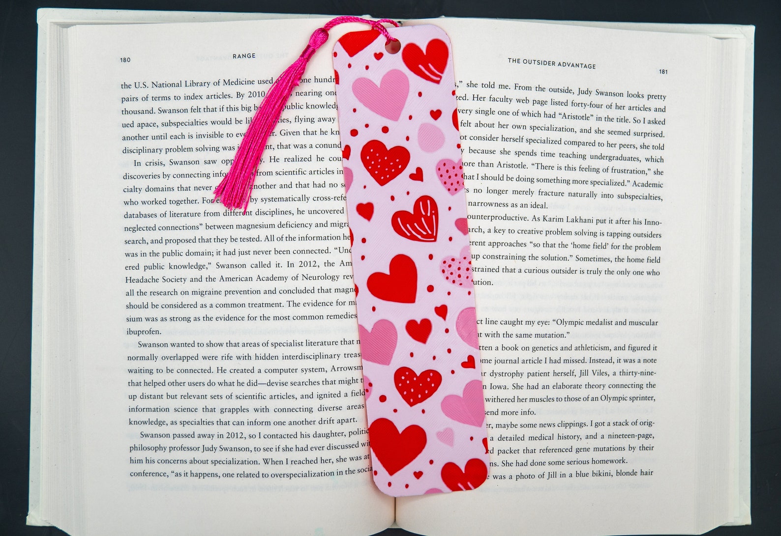 Valentines Day Bookmark, Pink Hearts Bookmark, 3d Heart Bookmark ...