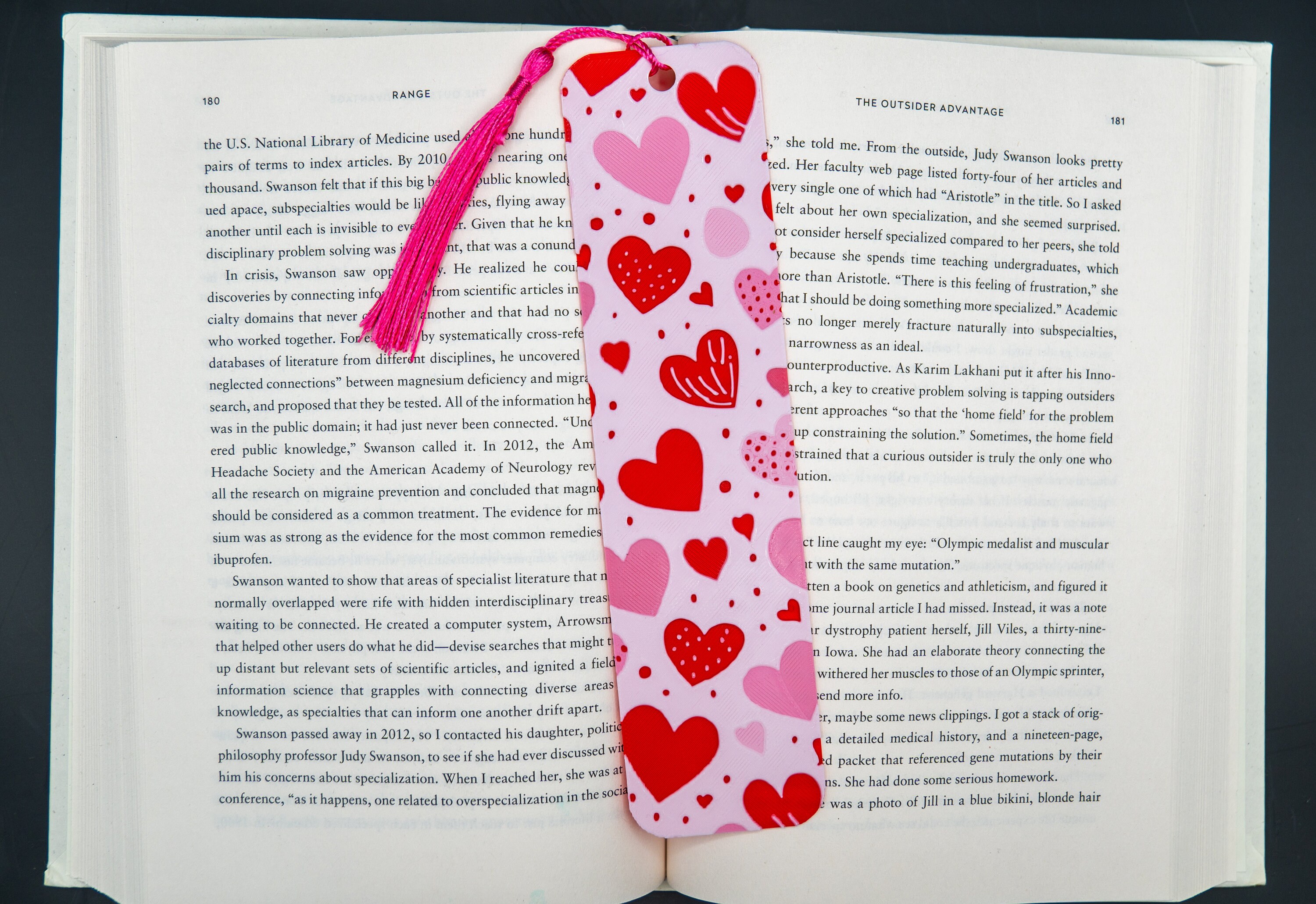 Valentines Day Bookmark, Pink Hearts Bookmark, 3d Heart Bookmark ...