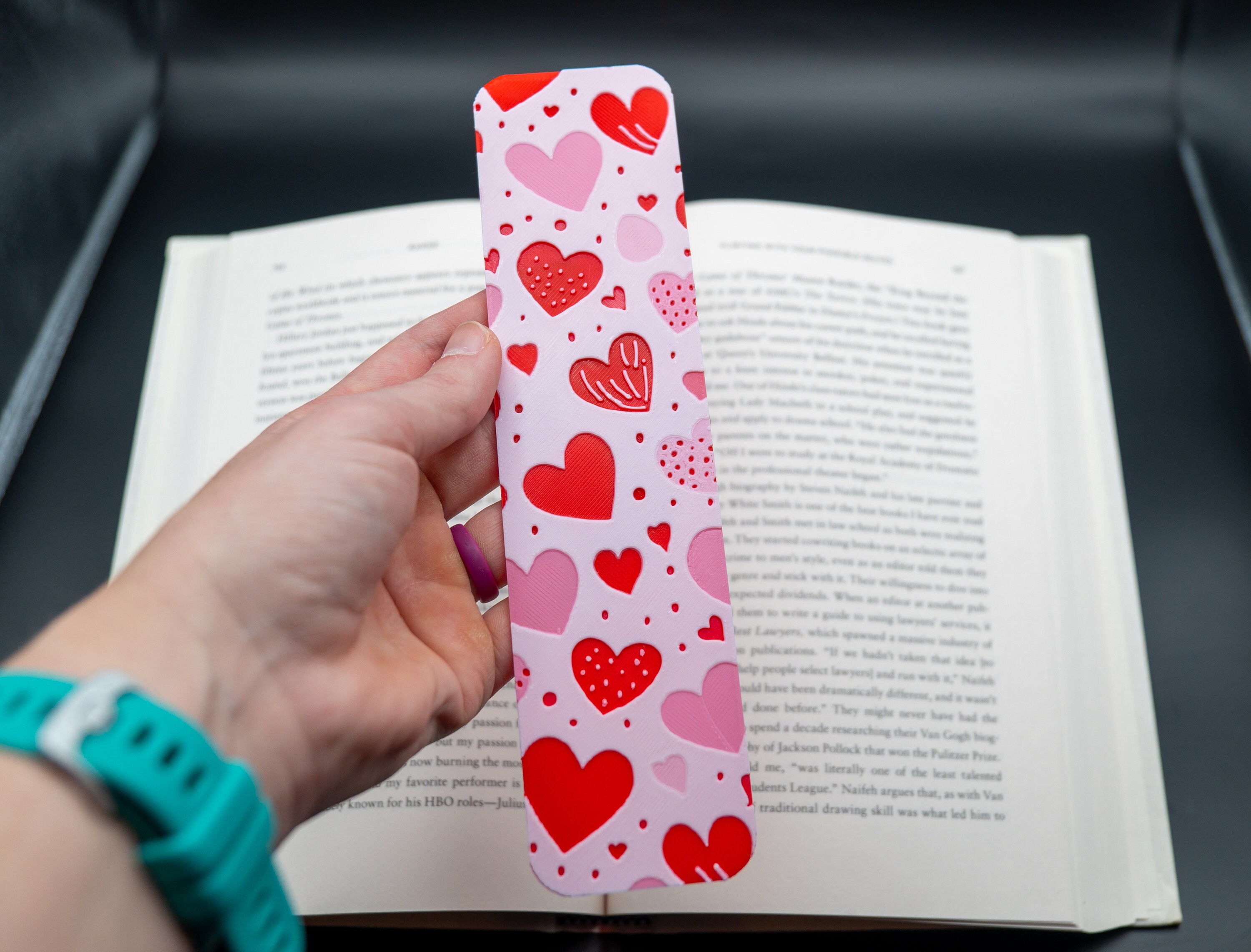 Valentines Day Bookmark, Pink Hearts Bookmark, 3d Heart Bookmark ...