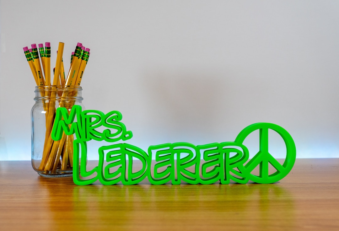 Peace Sign Nameplate - Peace Sign Teacher Name for Desk - Art Teacher ...