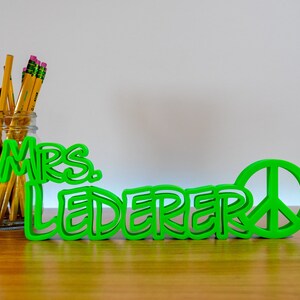 Peace Sign Nameplate - Peace Sign Teacher Name for Desk - Art Teacher ...