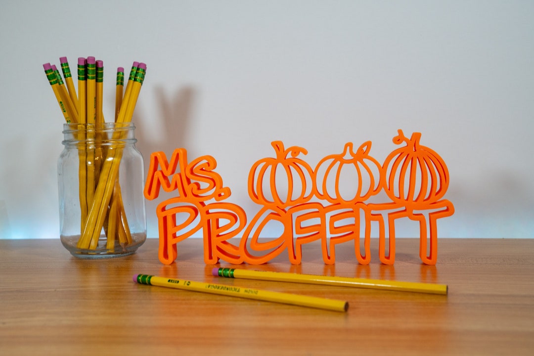 Custom Pumpkin Teacher Name Plate - Pumpkin Desk Sign - Fall Themed ...