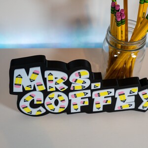 Custom Teacher Name Plate - Pencil Themed 3D Name Sign - Custom Teacher ...