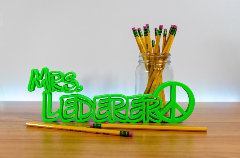 Peace Sign Nameplate - Peace Sign Teacher Name for Desk - Art Teacher ...