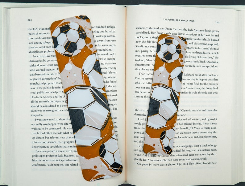 Orange Soccer Bookmark, Soccer Ball Bookmark, Futbol Bookmark, Soccer ...