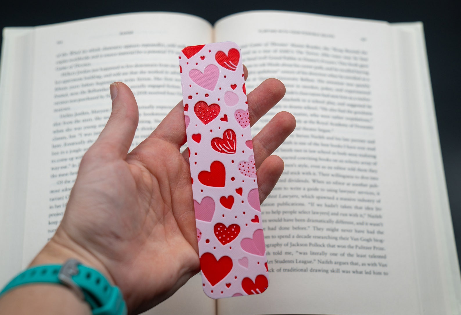 Valentines Day Bookmark, Pink Hearts Bookmark, 3d Heart Bookmark ...