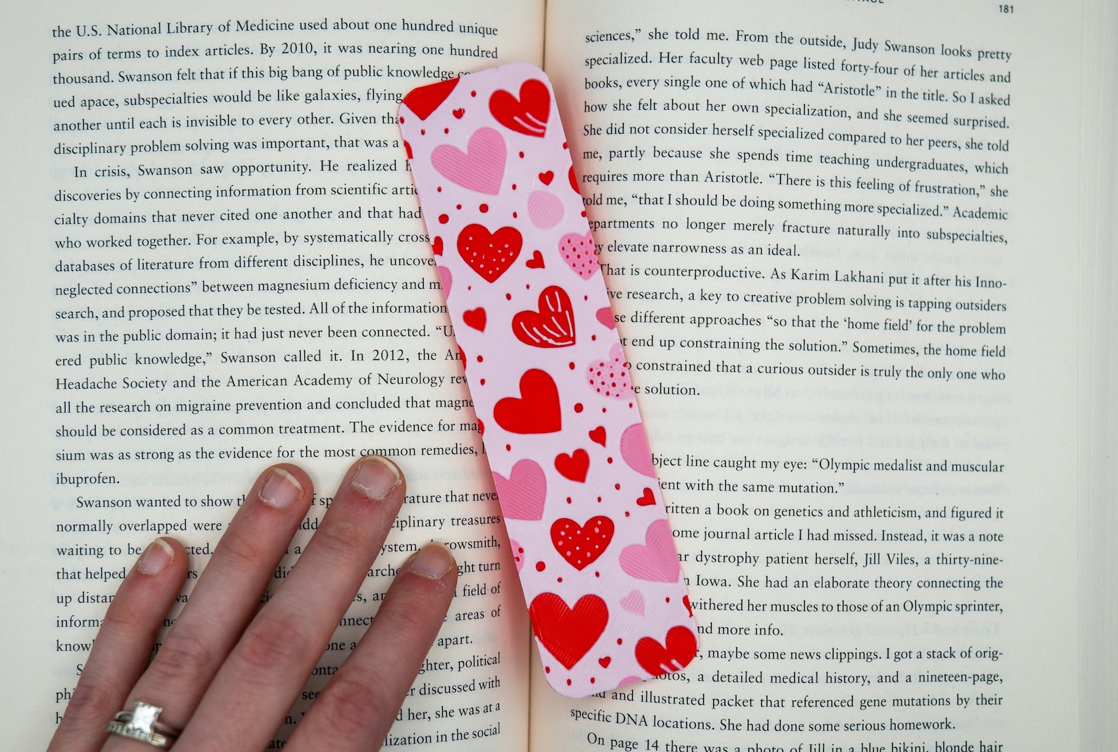 Valentines Day Bookmark, Pink Hearts Bookmark, 3d Heart Bookmark ...
