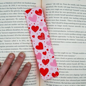 Valentines Day Bookmark, Pink Hearts Bookmark, 3d Heart Bookmark ...