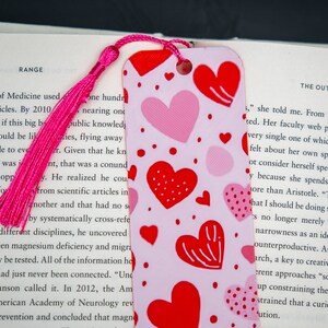 Valentines Day Bookmark, Pink Hearts Bookmark, 3d Heart Bookmark ...