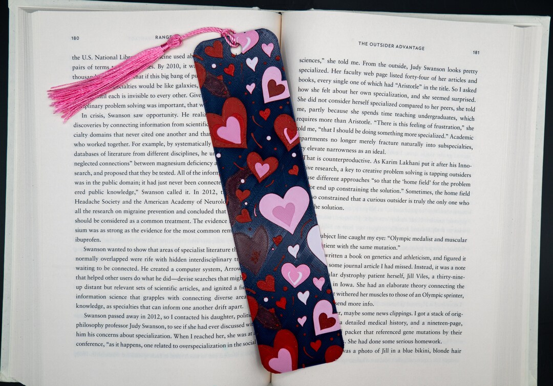 Valentines Day Bookmark, Dark Hearts Bookmark, 3d Hearts Bookmark ...