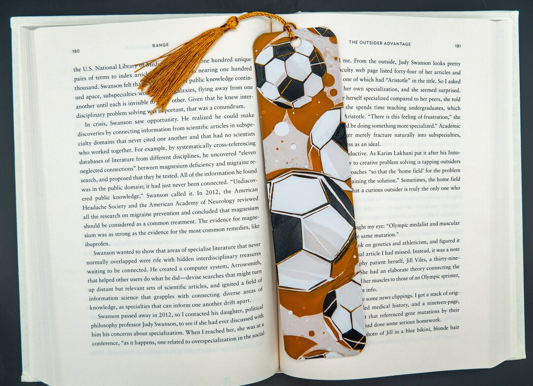 Orange Soccer Bookmark, Soccer Ball Bookmark, Futbol Bookmark, Soccer ...