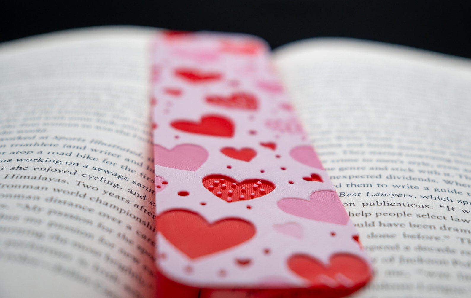 Valentines Day Bookmark, Pink Hearts Bookmark, 3d Heart Bookmark ...