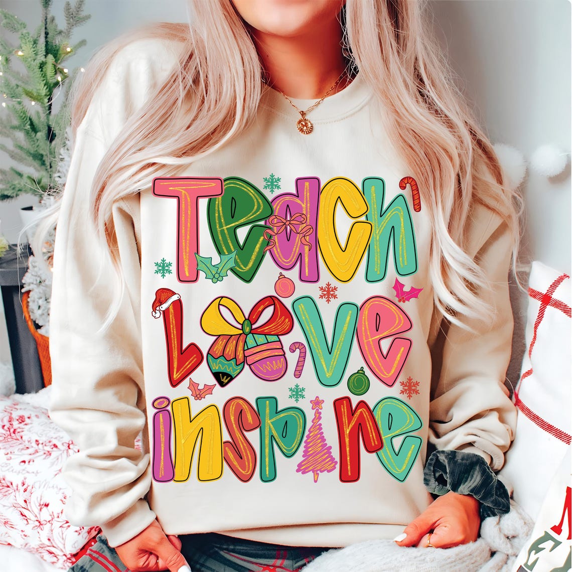 Teacher Christmas PNG, Teach Love Inspire Png, Holiday Teacher Png ...