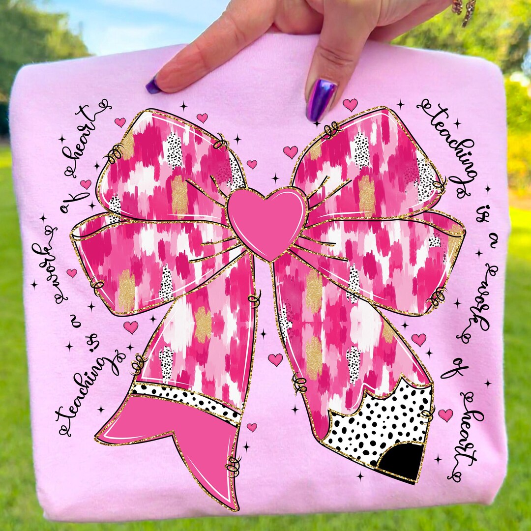 Teacher Valentine Coquette Bow Pencil Png, Glitter Valentine Teacher ...