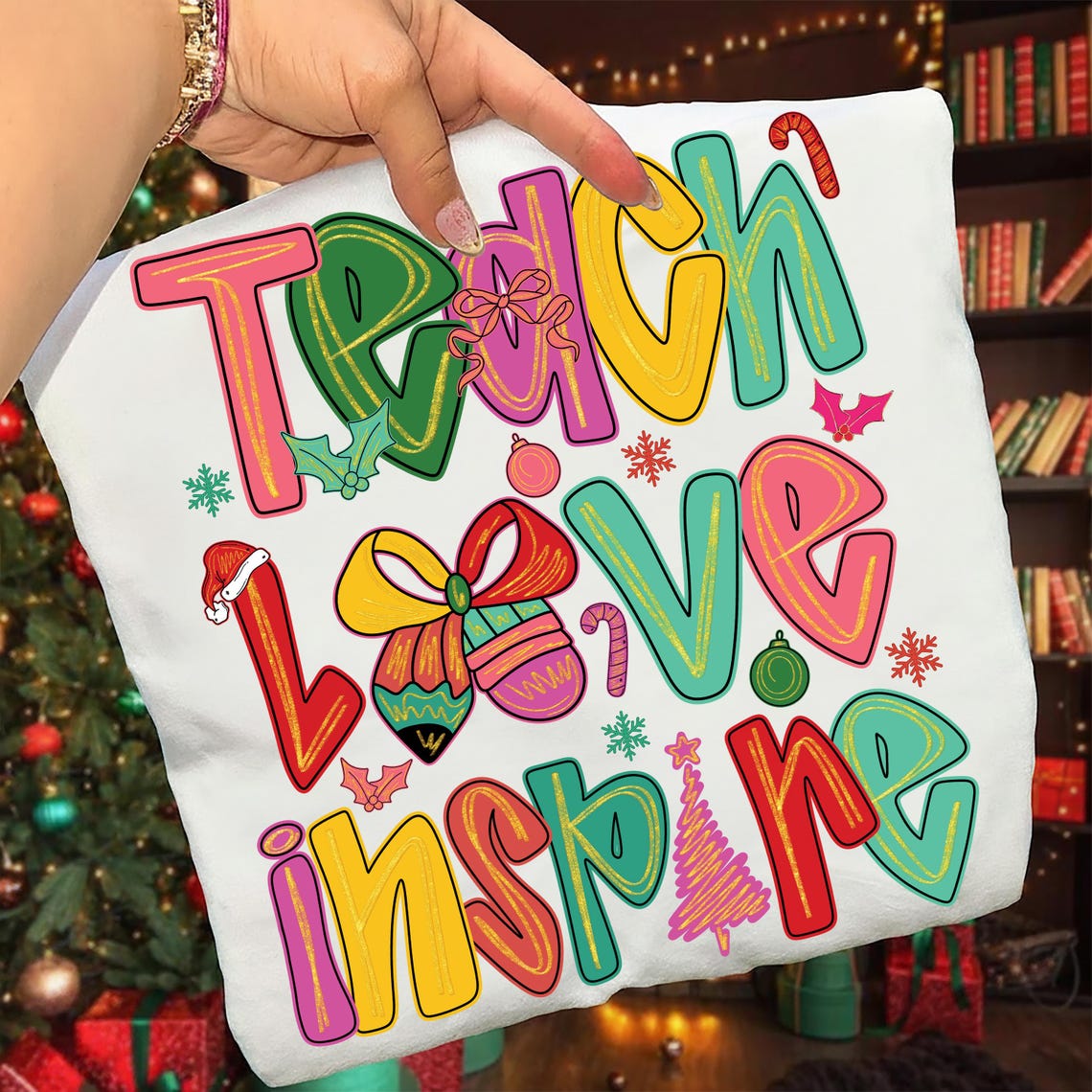 Teacher Christmas PNG, Teach Love Inspire Png, Holiday Teacher Png ...