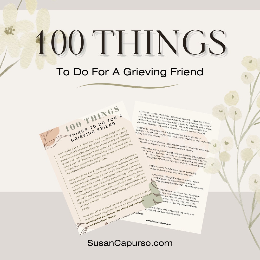 100 Things to Do for a Grieving Friend Digital Download Unique ...