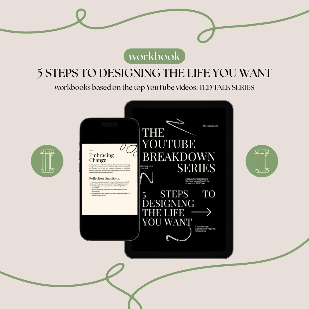 5 Step to Designing the Life You Want TED Talk Workbook Productivity ...