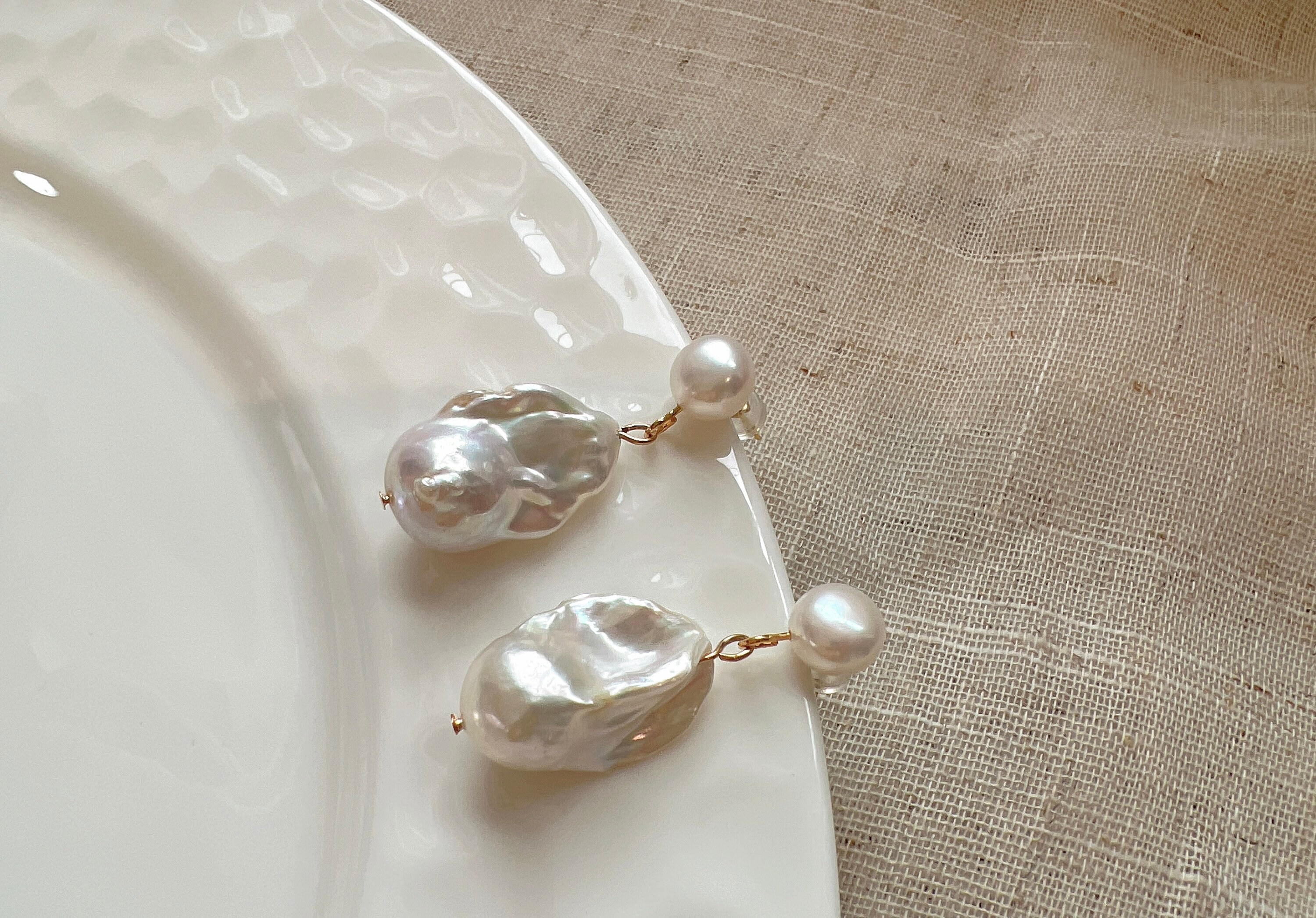 Large Baroque Pearl Earrings Classic Earrings Unique Shape - Etsy Canada