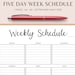 Five Day Weekly Planner Printable to Do List, Weekly Plan, Weekly ...