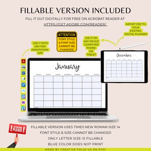 Undated Monthly Planner Printable Landscape, Undated Digital Planner ...